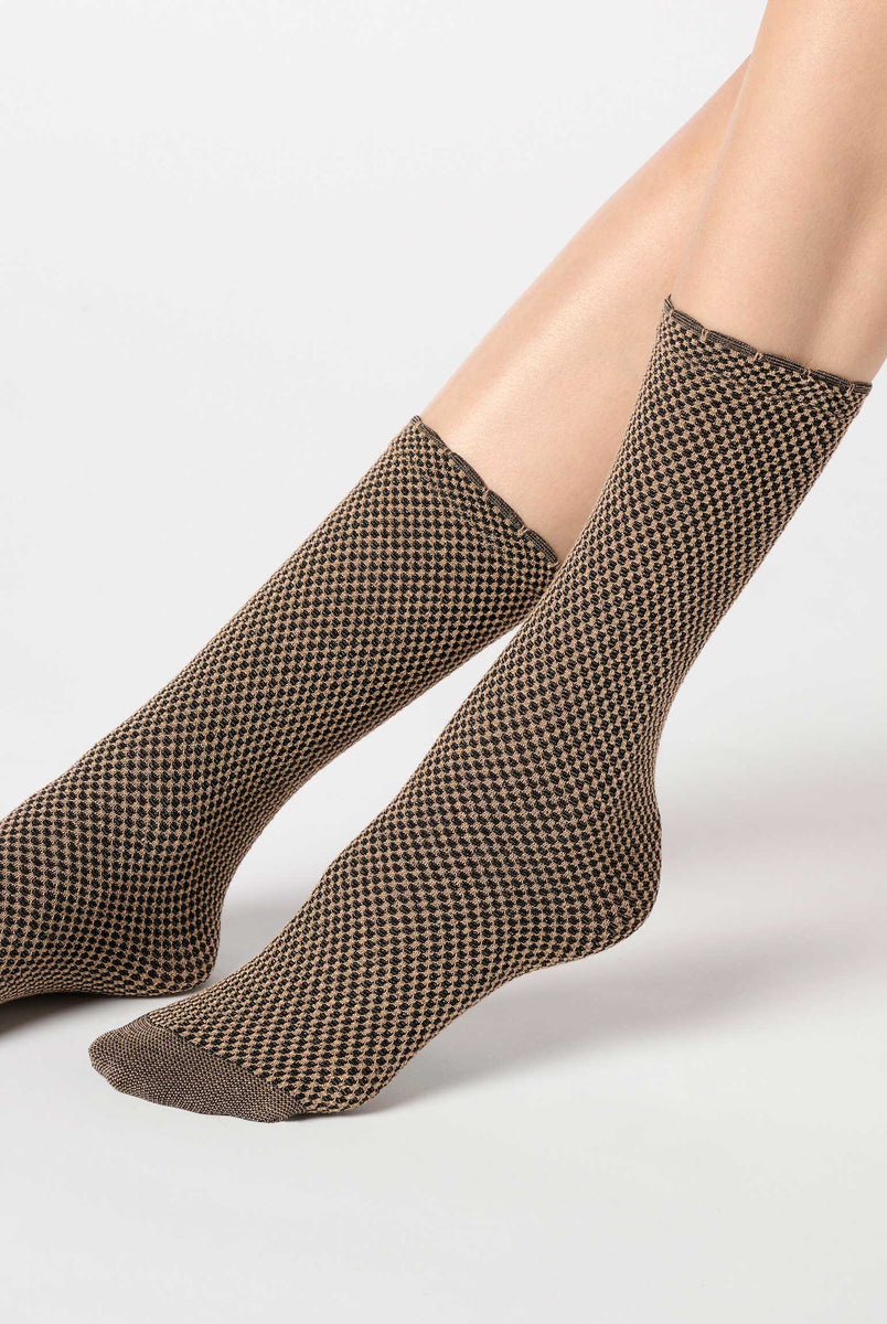 Oroblu Bright Pattern Geometric Viscose Crew Socks – Italian Tights